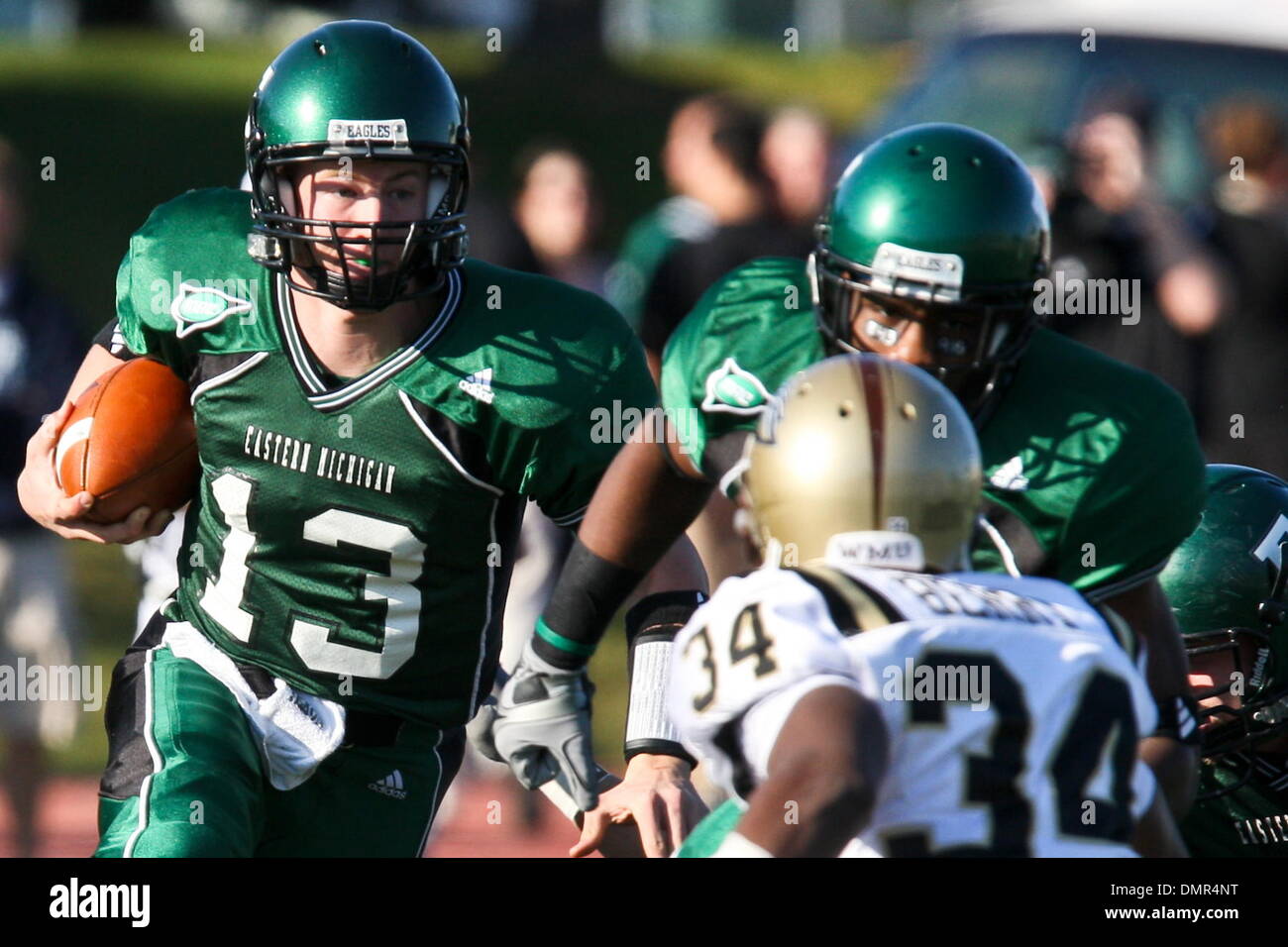 Eastern Michigan freshman quarterback Alex Gillett (13)during game ...