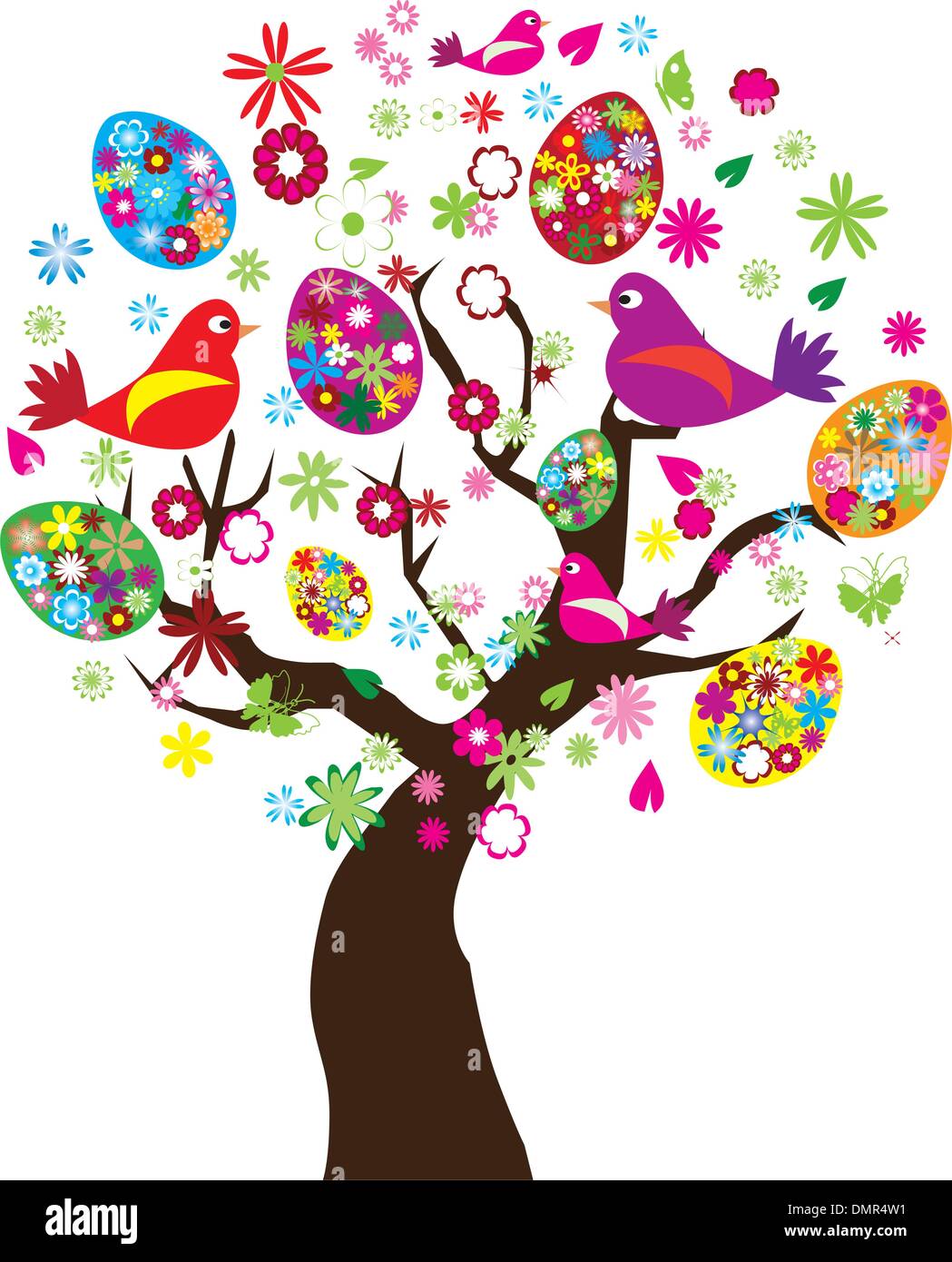 Abstract tree with easter eggs Stock Vector Images - Alamy