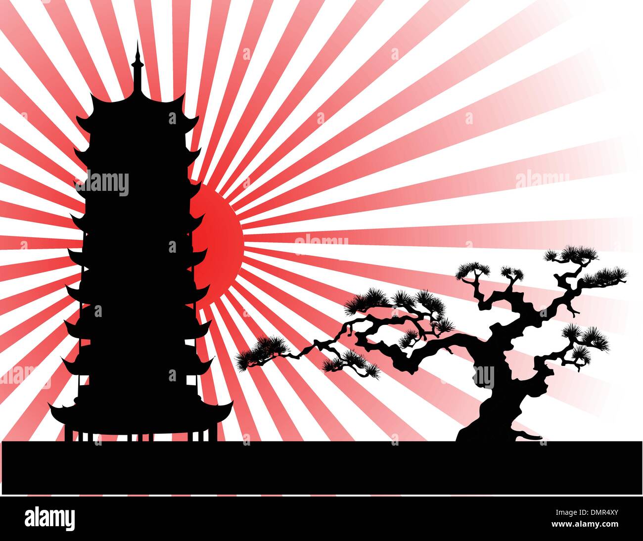 the Japanese landscape silhouette vector Stock Vector Image & Art - Alamy