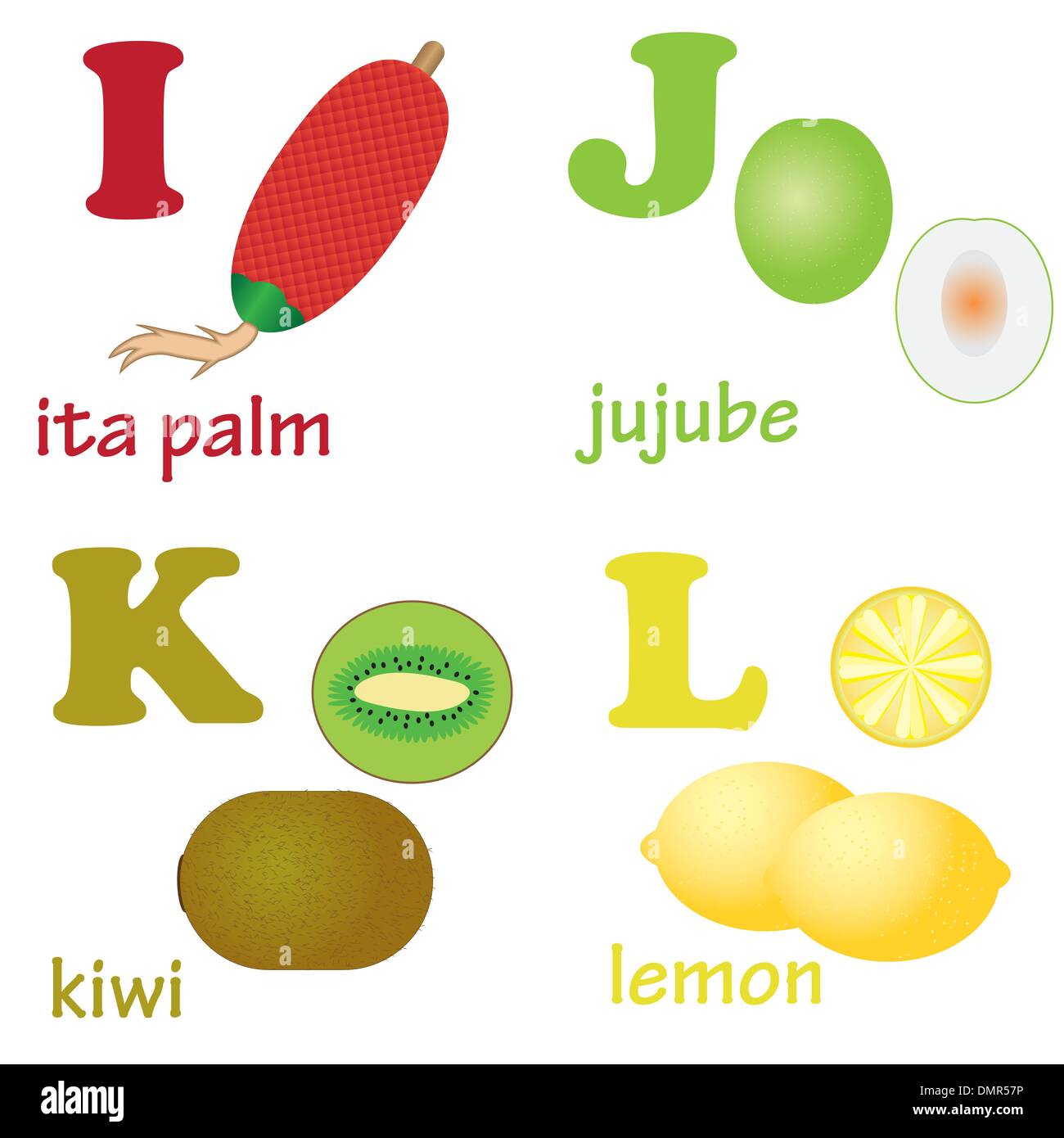 Alphabet letters I-L with fruits Stock Vector Image & Art - Alamy