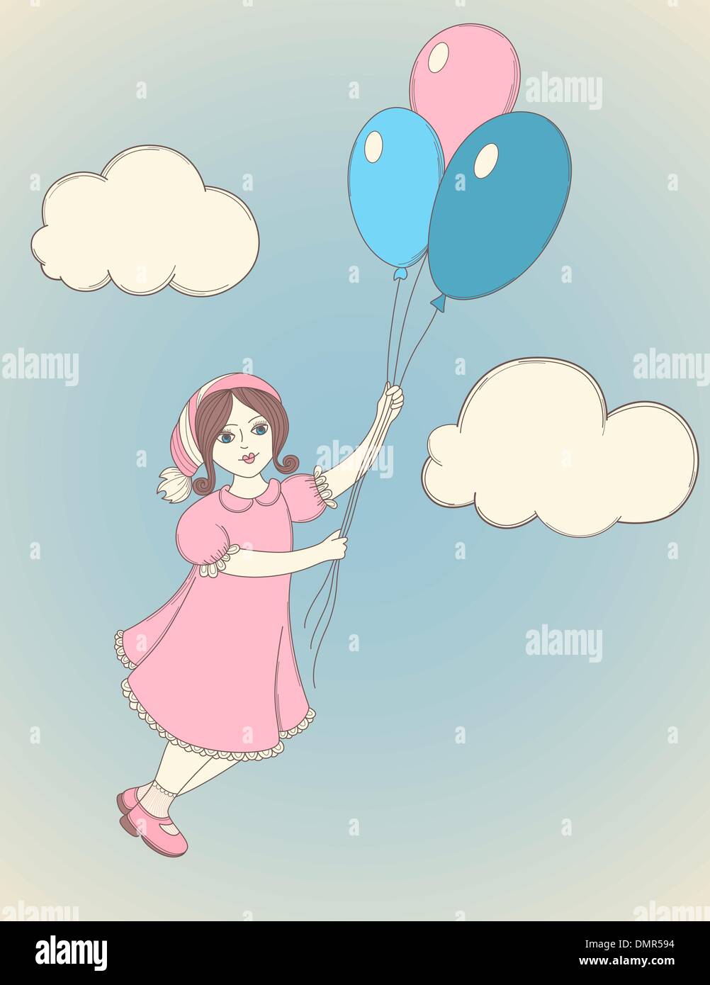 girl with balloons Stock Vector Image & Art - Alamy