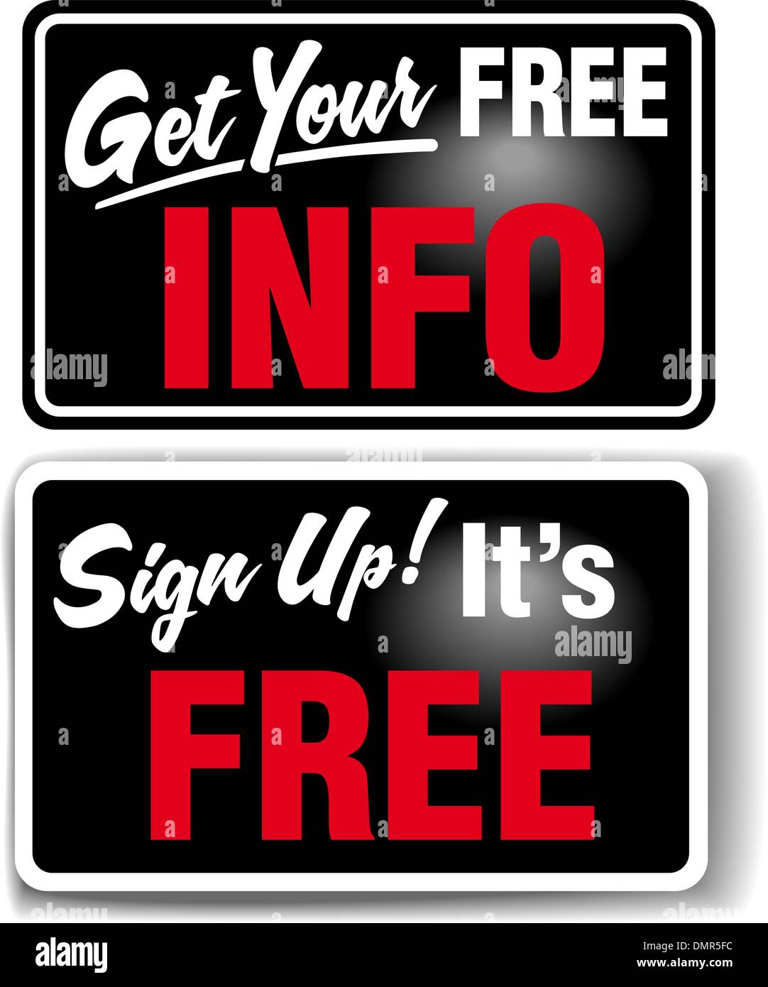Sign up Free INFO Store Sign Set Stock Vector Image & Art - Alamy