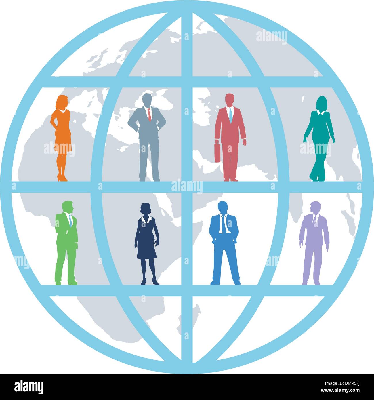 Business people standing world map Stock Vector Images - Alamy