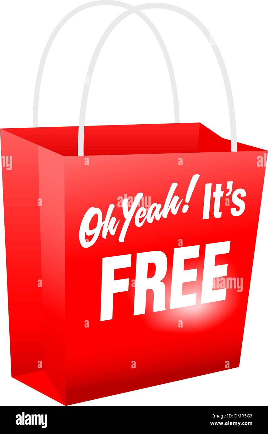 Oh Yeah Its FREE Red Shopping Bag Stock Vector Image & Art - Alamy