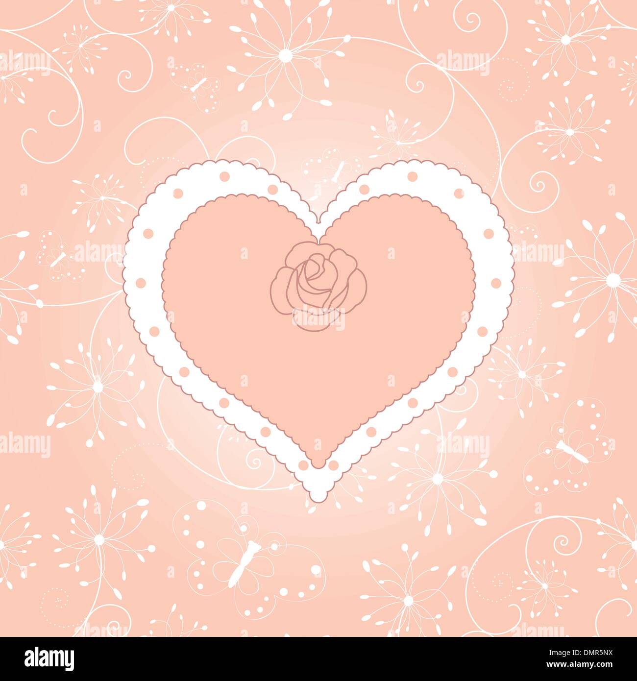 Vintage floral heart with rose greeting card Stock Vector Image & Art ...