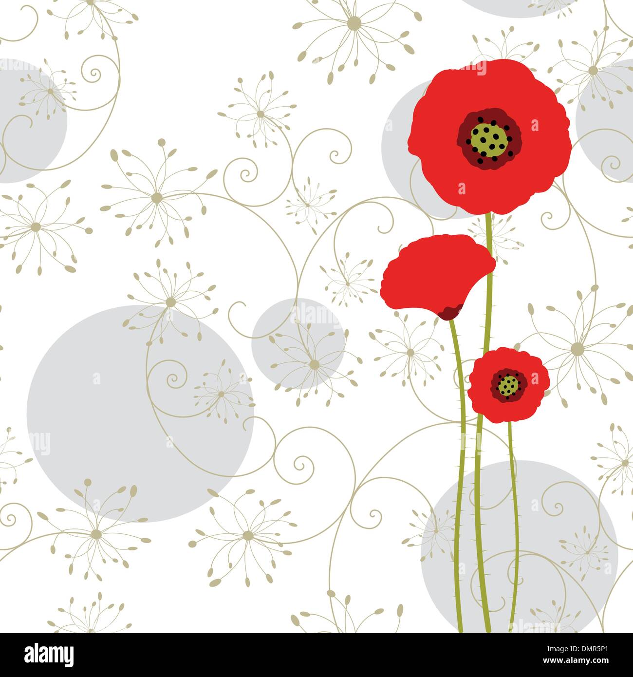Abstract red poppy on seamless pattern background Stock Vector Image ...