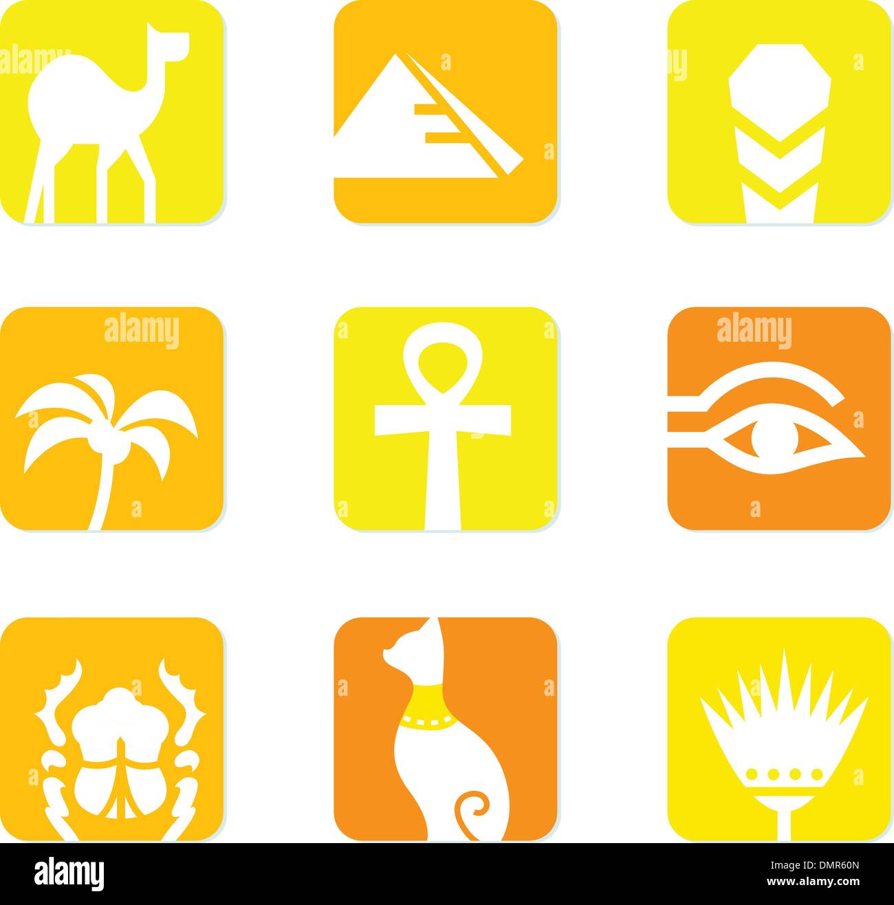 Egypt icons and design elements block isolated on white ( yellow ...