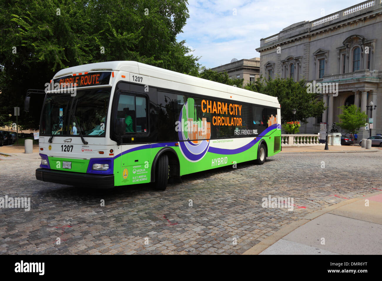 Charm City Circulator free public bus that uses hybrid fuel technology ...