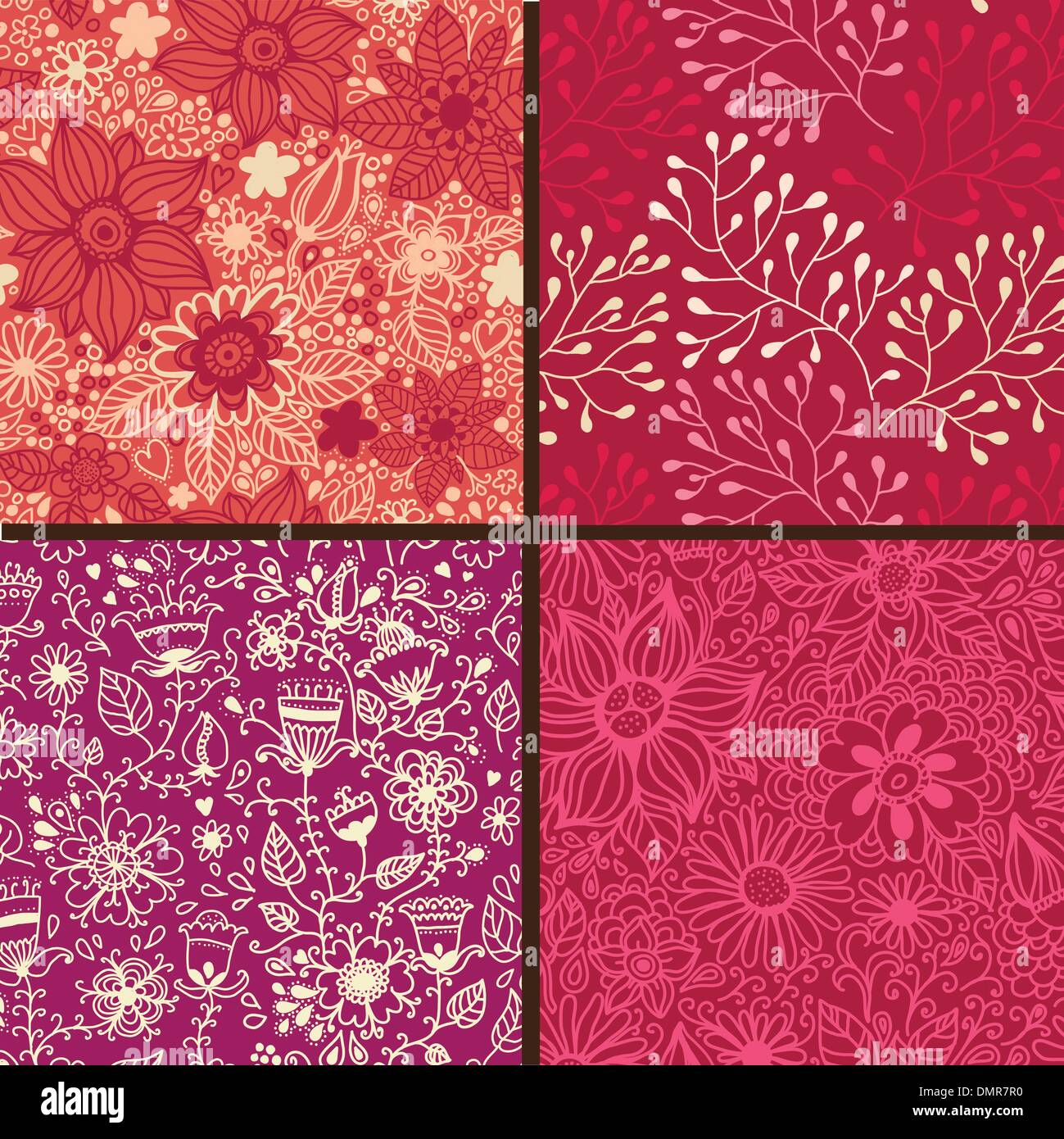 Set of four colorful floral patterns Stock Vector Image & Art - Alamy