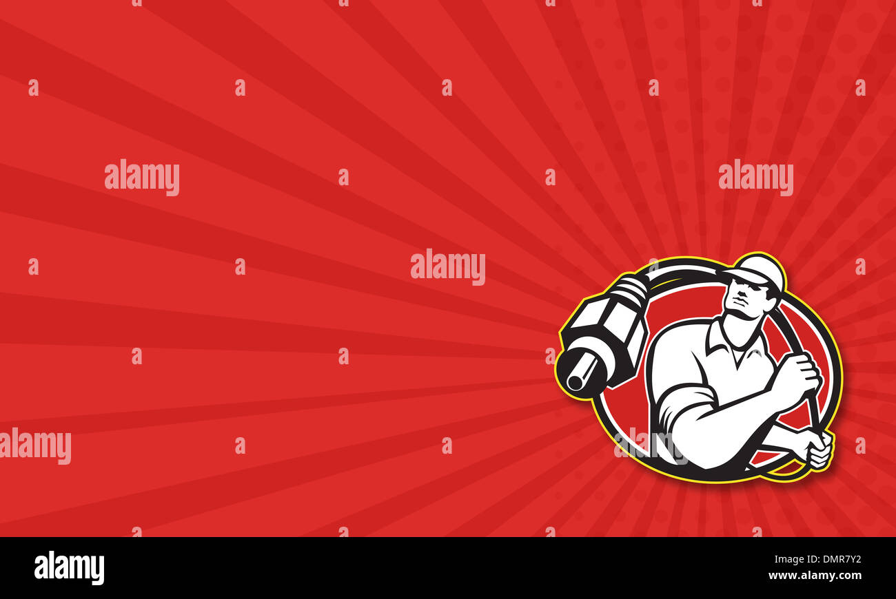 Business card template showing illustration of a cable tv installer guy ...