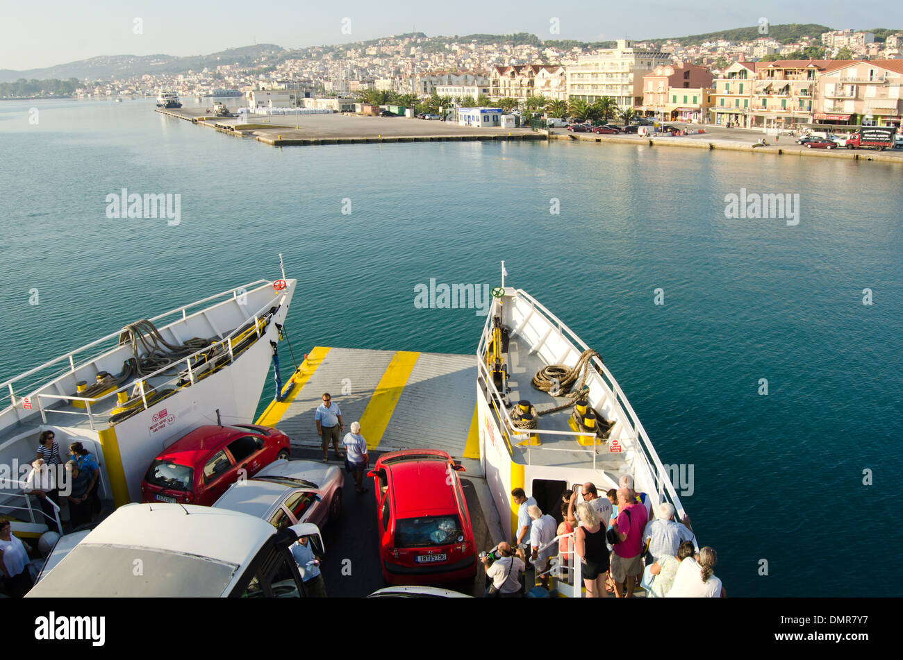 Ferry boat traveling to Argostoli, the capital of Kefalonia Stock Photo ...