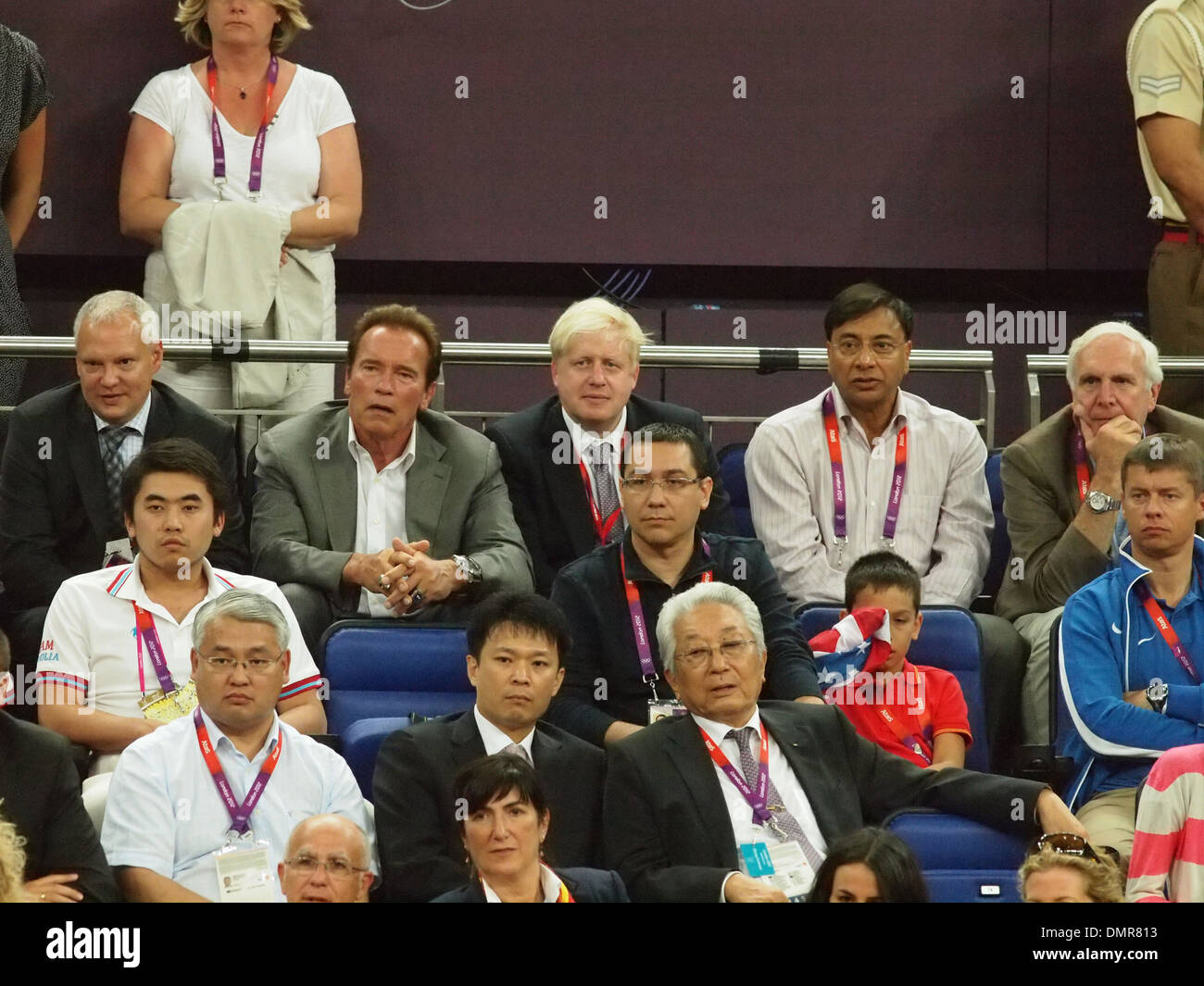 Arld Schwarzenegger and London Mayor Boris Johnson Basketball final vs ...