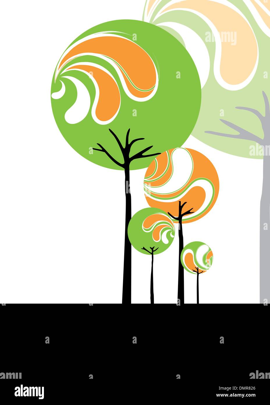 Abstract stylish tree on black and white background Stock Vector Image ...