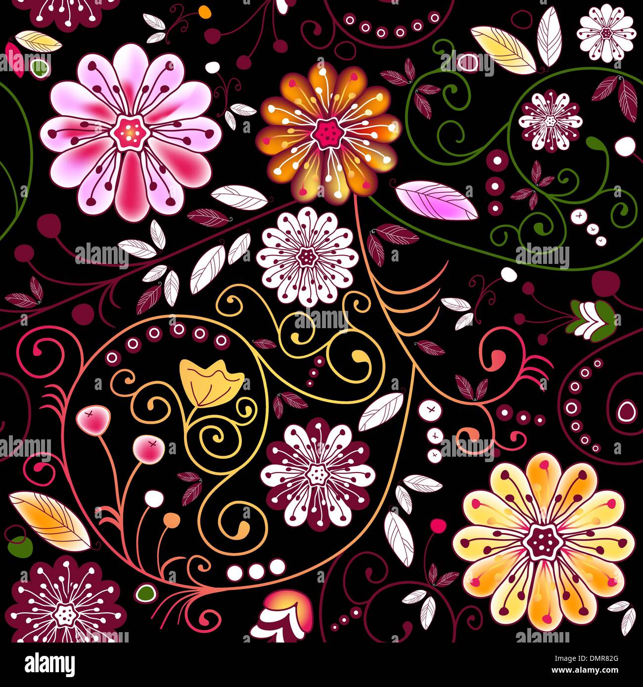 Seamless dark floral pattern Stock Vector Image & Art - Alamy