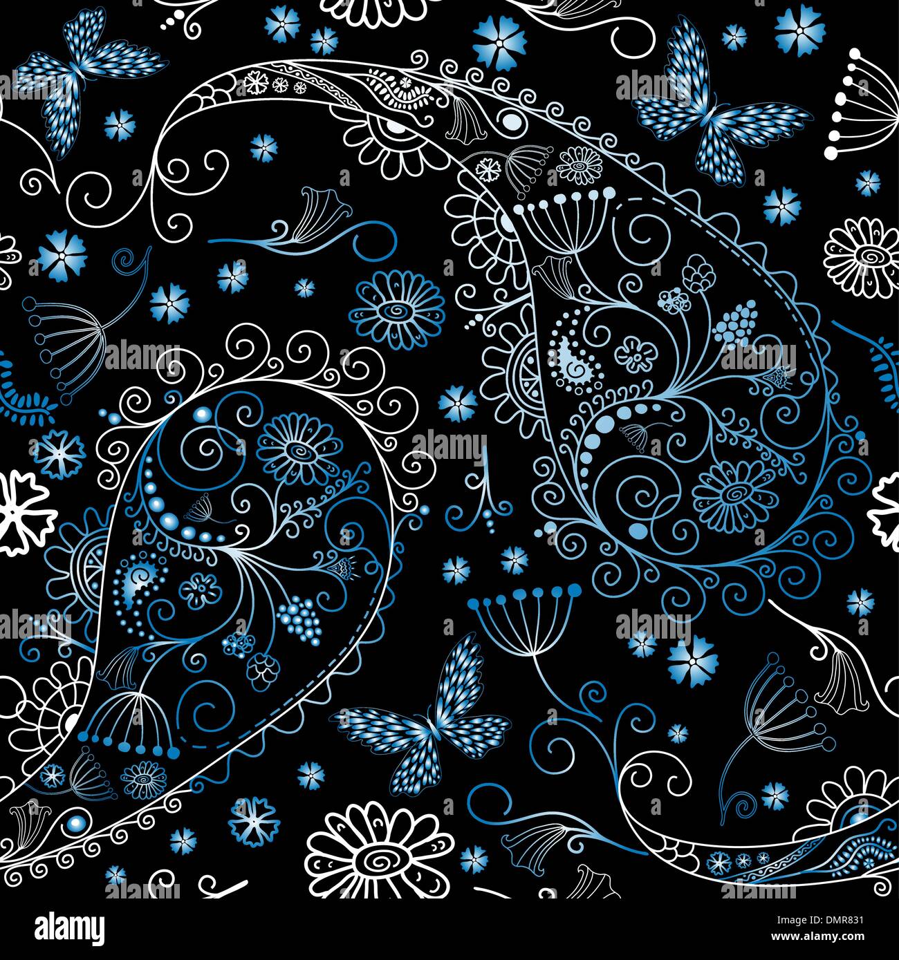 Black seamless floral pattern Stock Vector Image & Art - Alamy