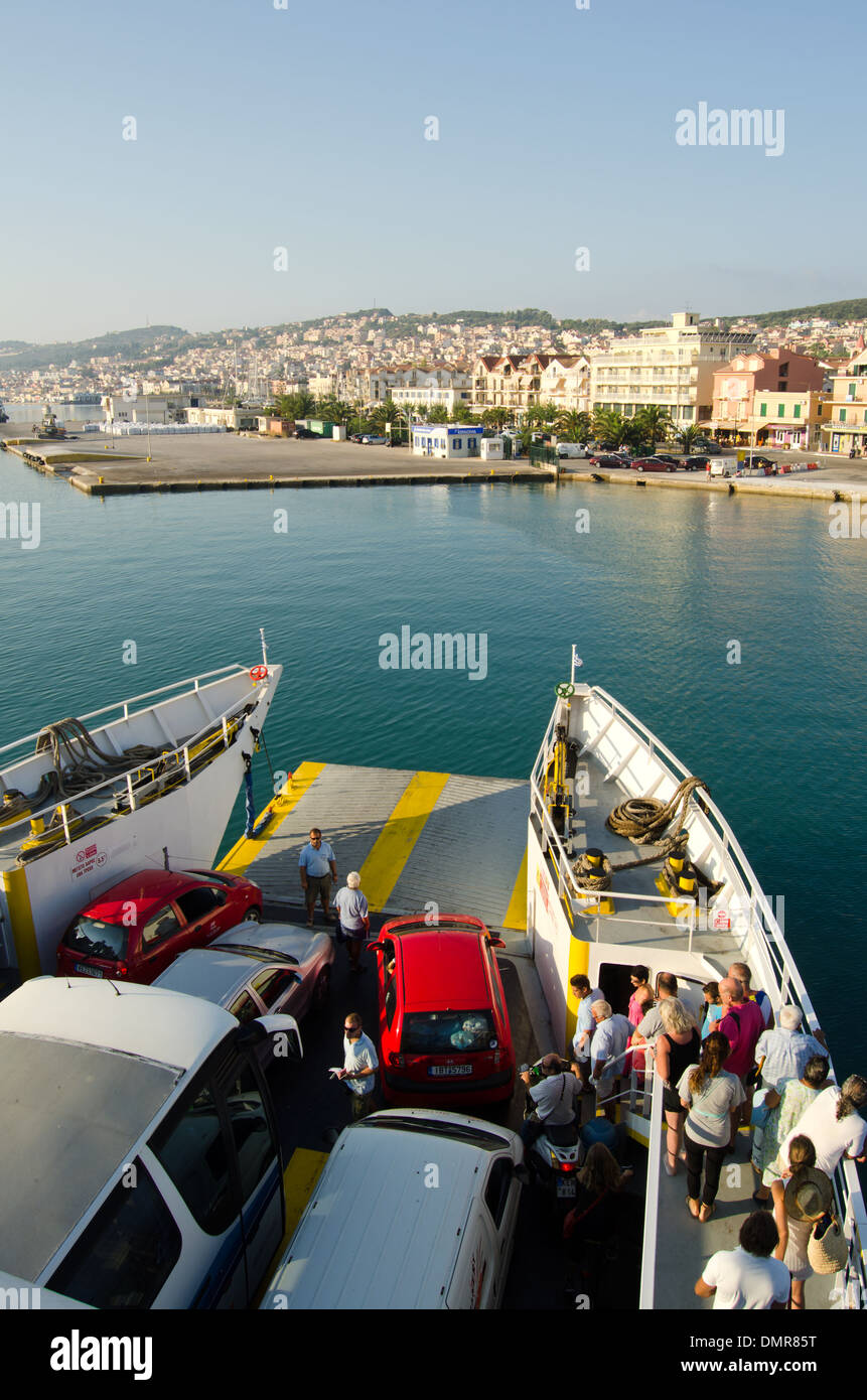 Ferry boat traveling to Argostoli, the capital of Kefalonia Stock Photo ...