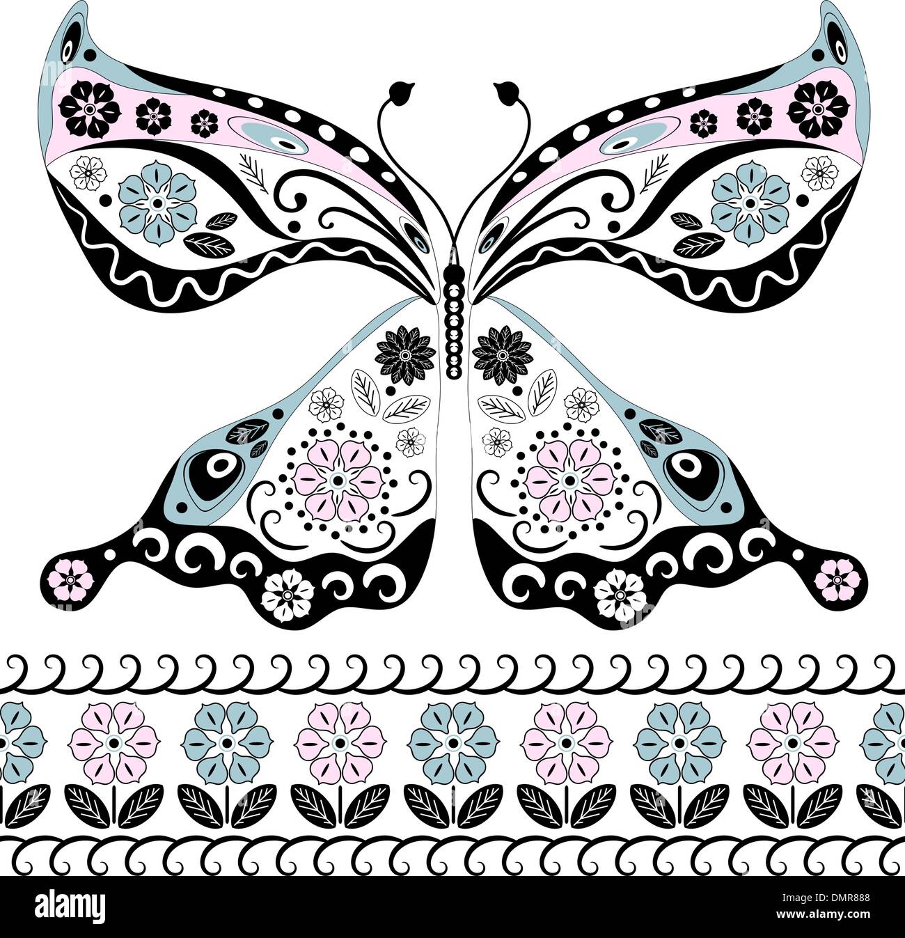 Flower border butterfly Stock Vector Images - Alamy