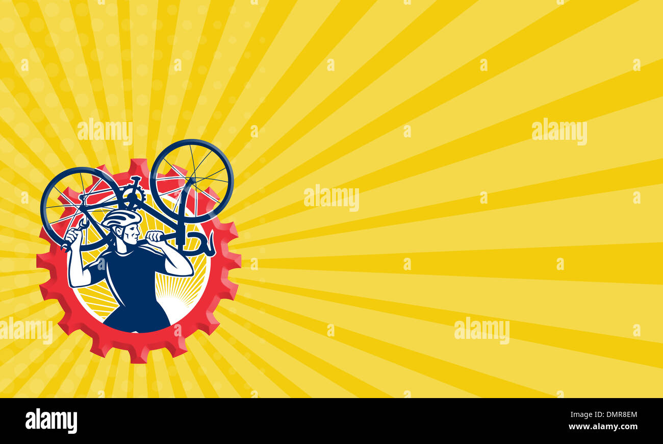 Business card template showing illustration of a cyclist bicycle ...