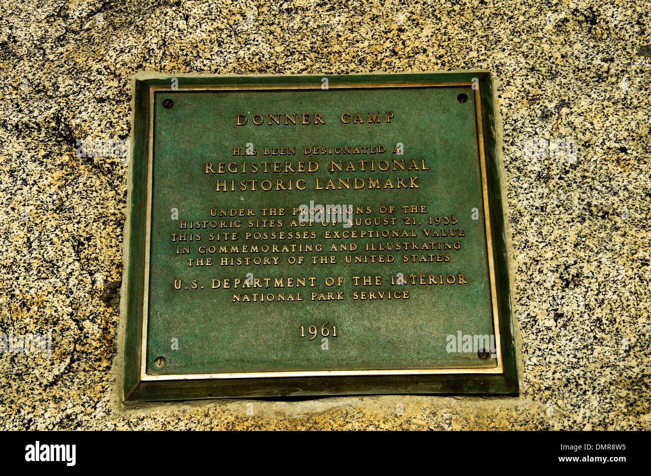 Brass Historic Landmark Plaque for Donner Party Stock Photo - Alamy