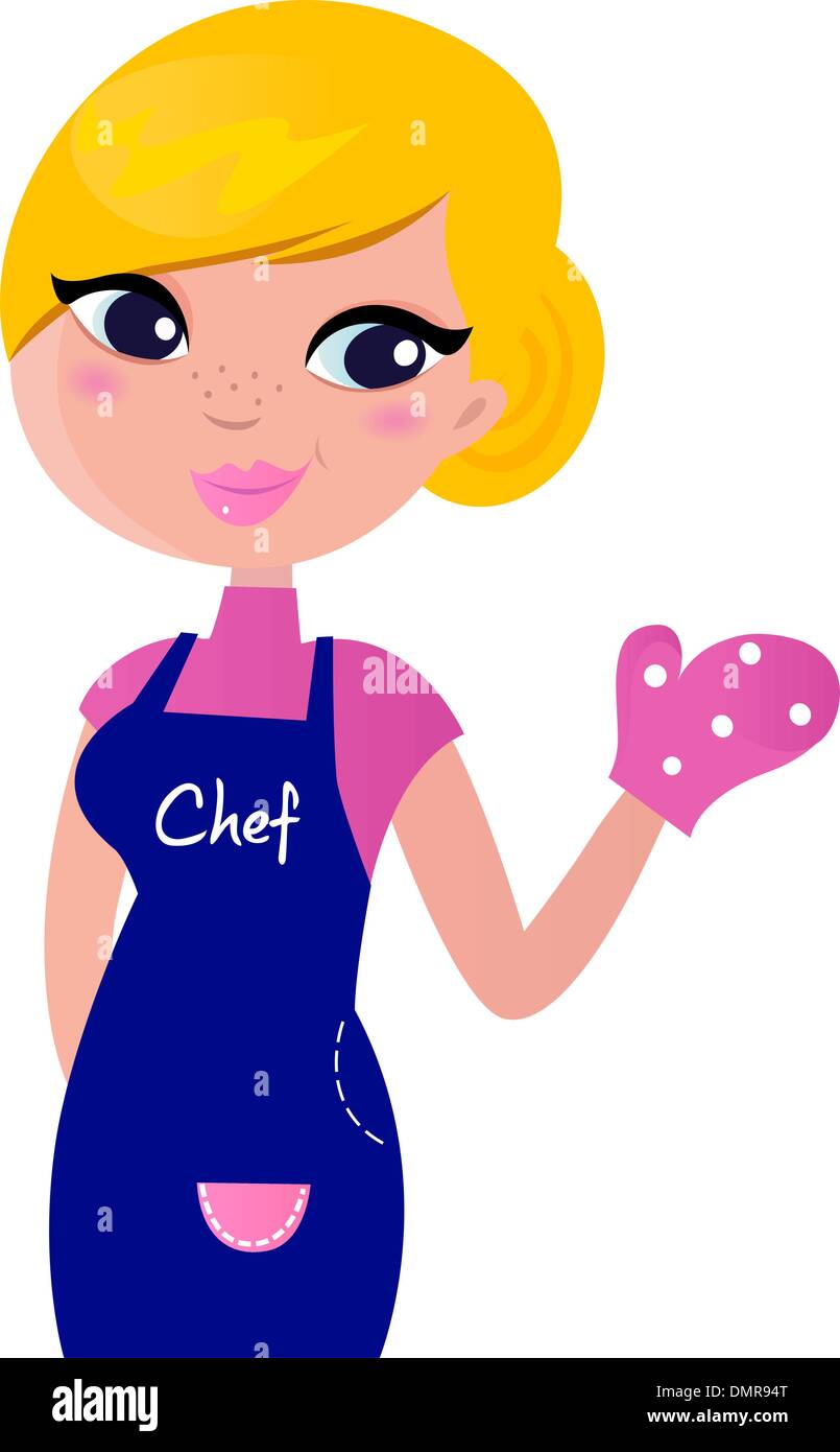 Cute Woman Chef or Mother isolated on white Stock Vector Image & Art ...