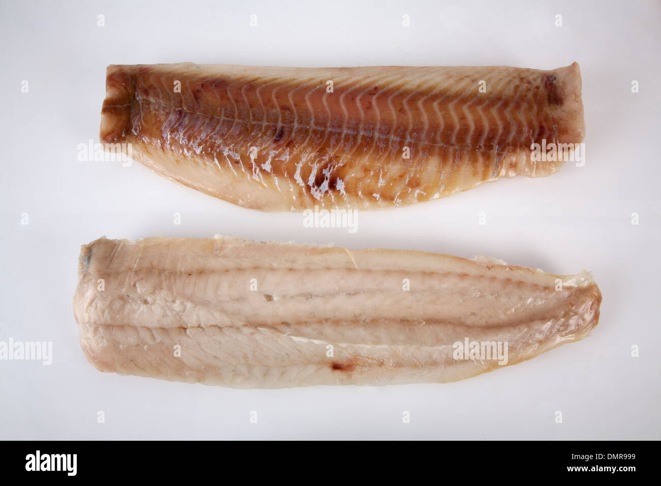 Frozen fish products laid on ice to be showcased for consumption ...