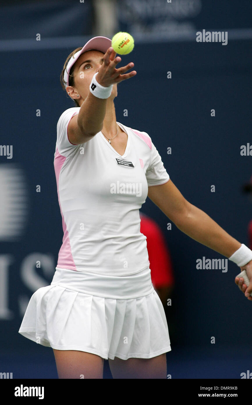 Maria Jose Martinez Sanchez (ESP) serves at the Rogers Cup at the ...
