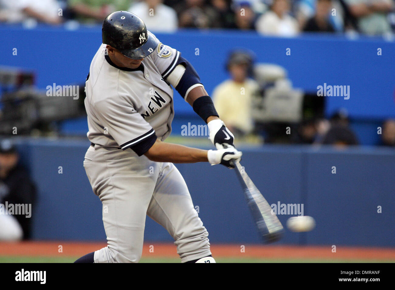New York Yankees third baseman Alex Rodriguez bats against the Toronto ...