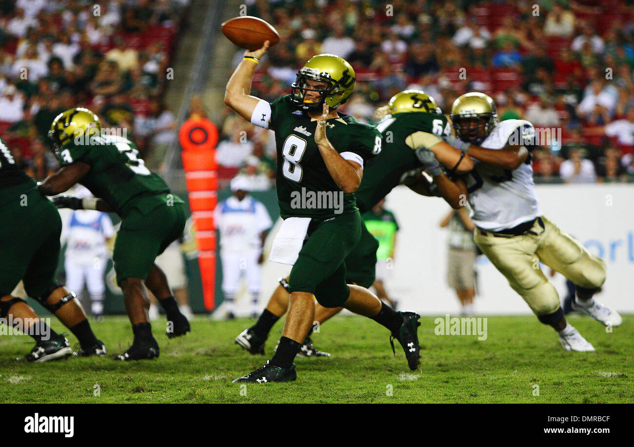 South Florida quarterback Matt Grothe #8 throwing down field during the ...