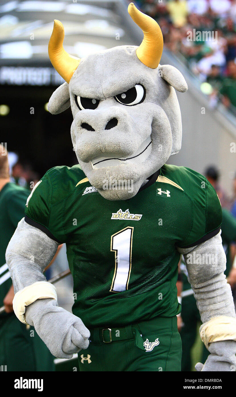 South Florida's team mascot, Rocky the Bull, during the pre-game warm ...