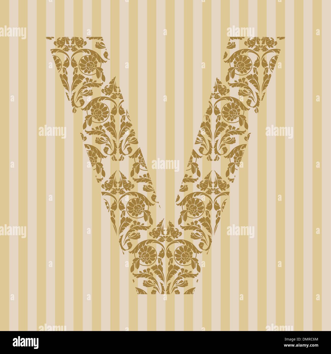 Floral font. Letter V Stock Vector Image & Art - Alamy