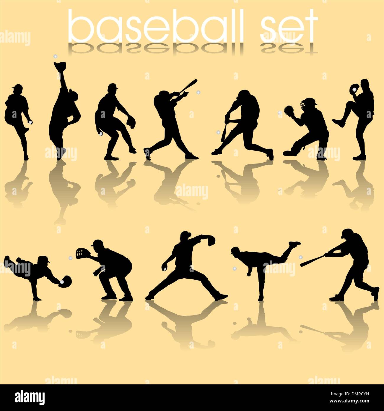 Baseball Players Silhouettes Set Stock Vector Image & Art - Alamy