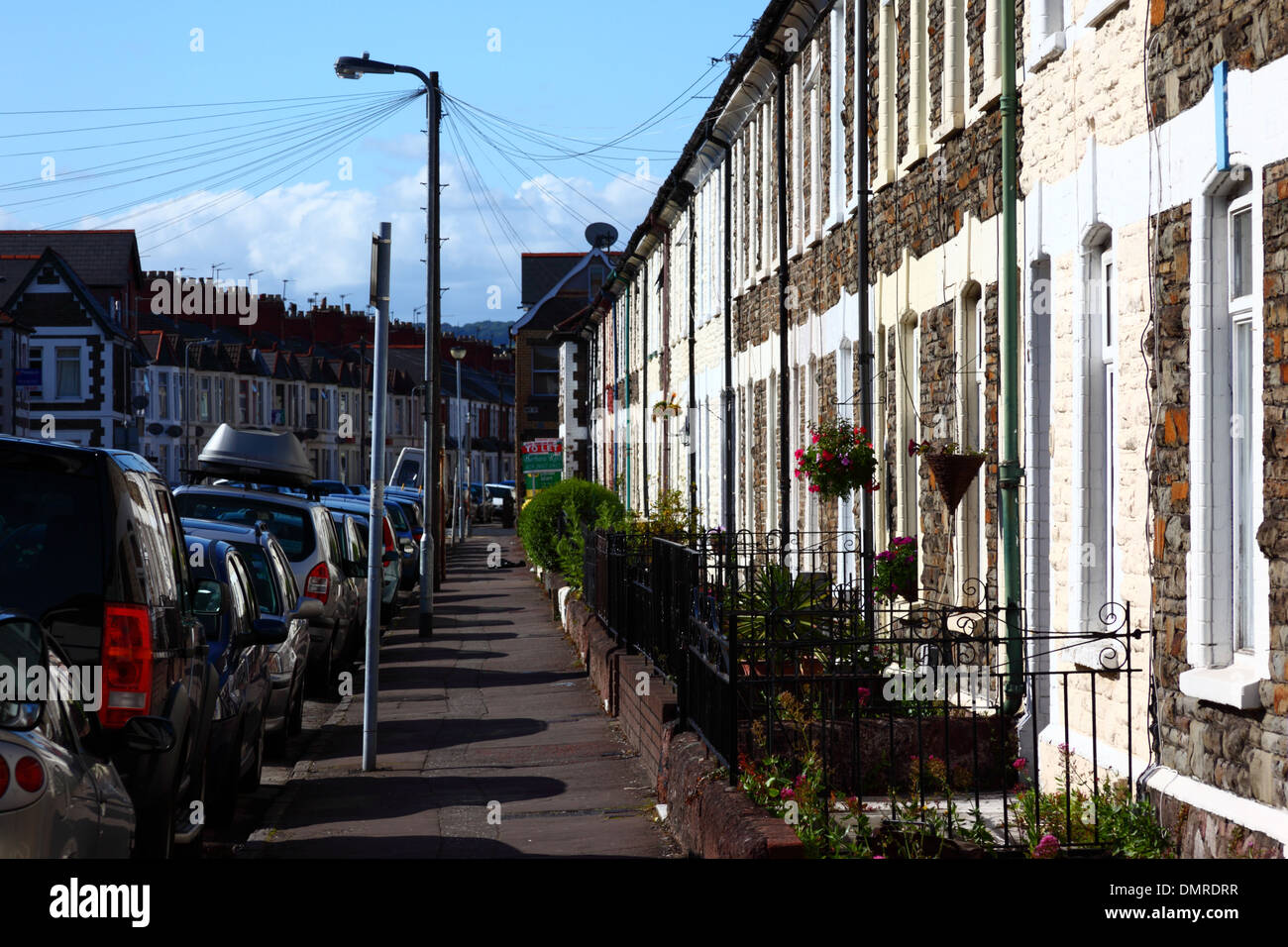 Typical terraced housing, Roath, Cardiff, South Glamorgan, Wales ...