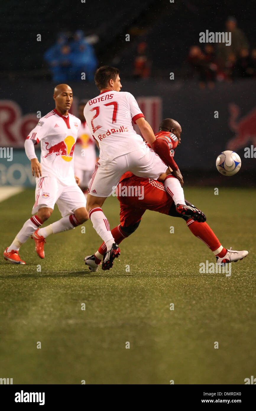 New York Red Bulls #27 defender Andrew Boyens climbs for the ball. The ...