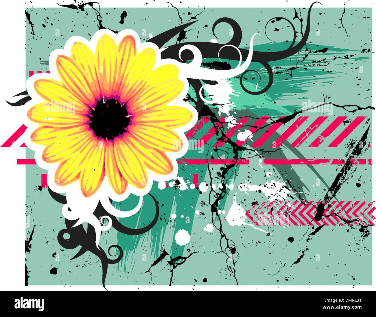 Teal flower art Stock Vector Images - Alamy