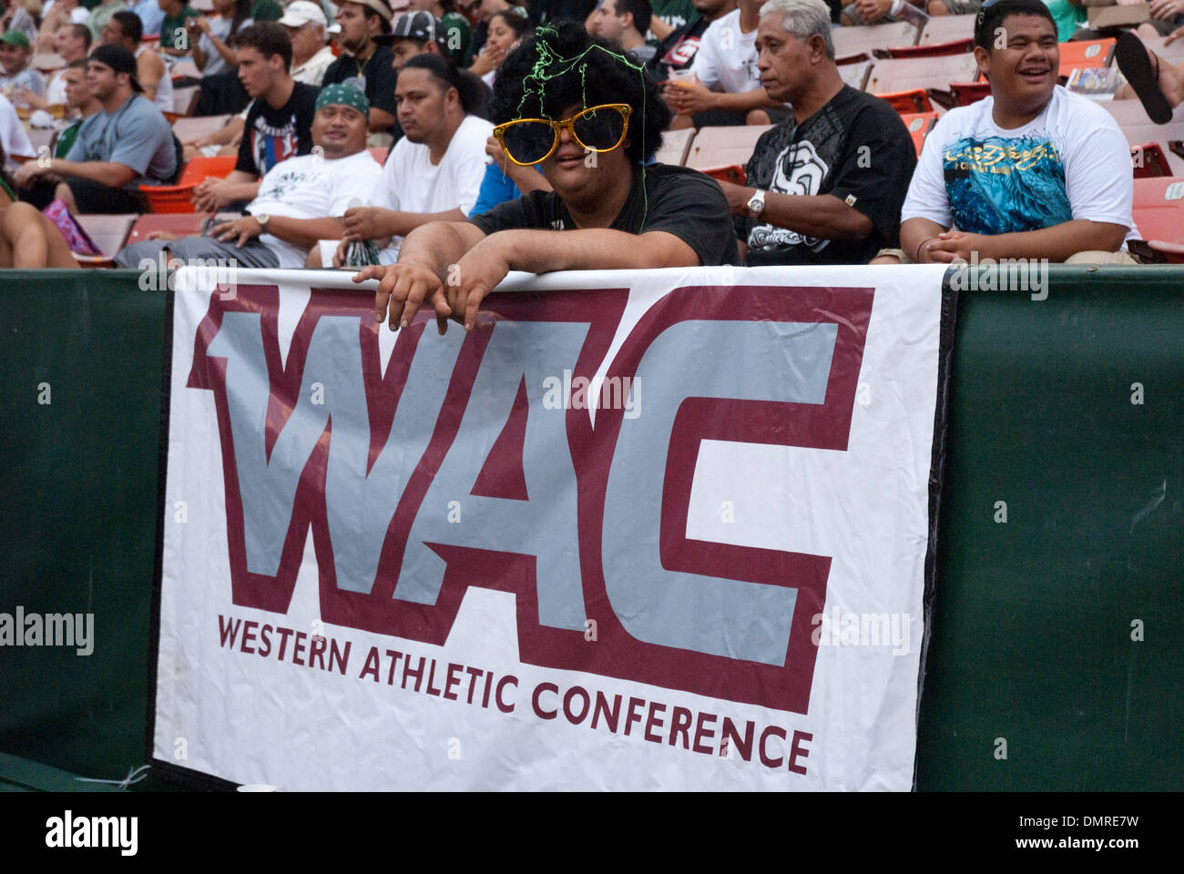 A Hawaii fan enjoys the game. The Boise State Broncos defeated the ...