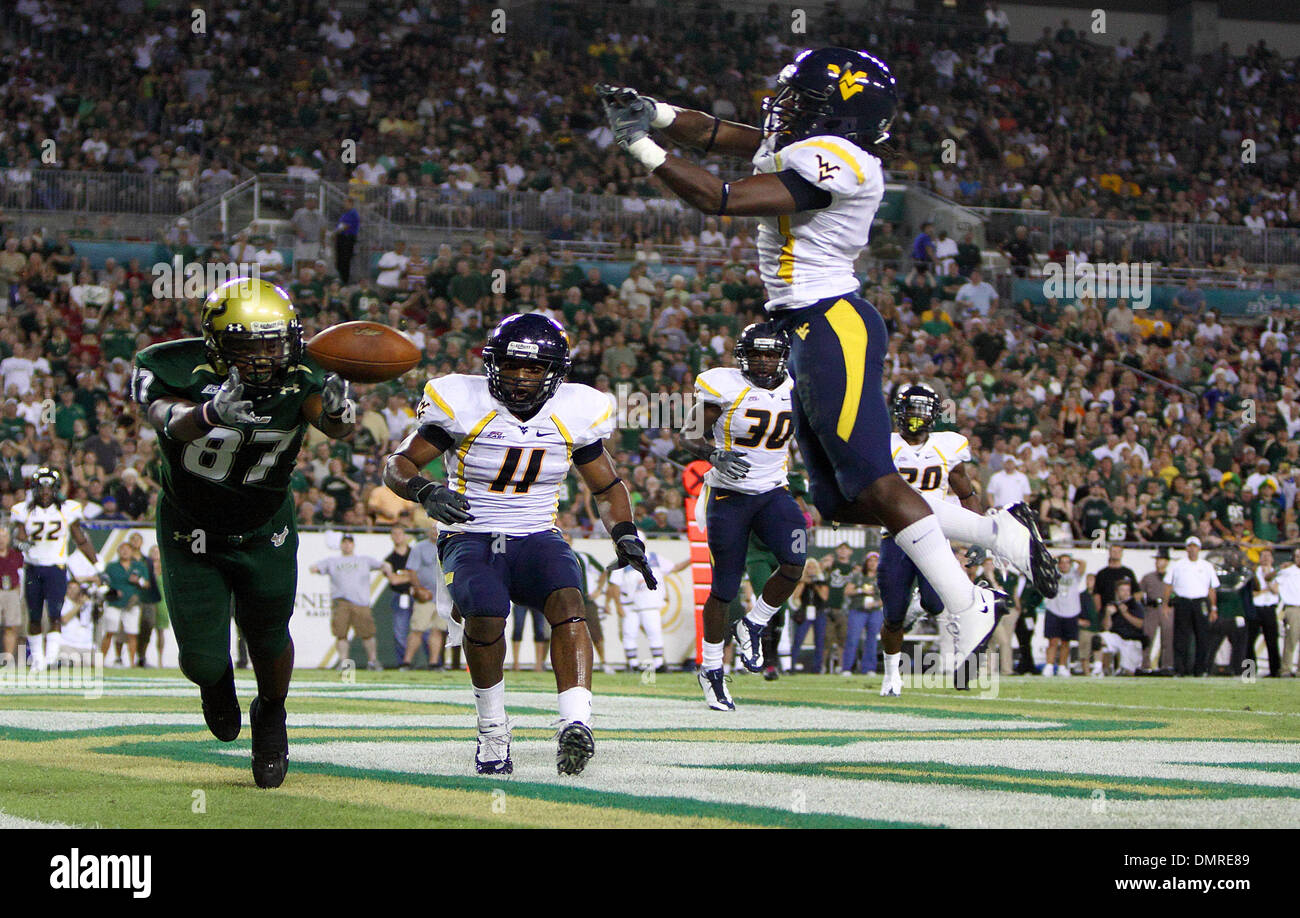 South Florida wide receiver Jessie Hester #87 dives into the endzone ...
