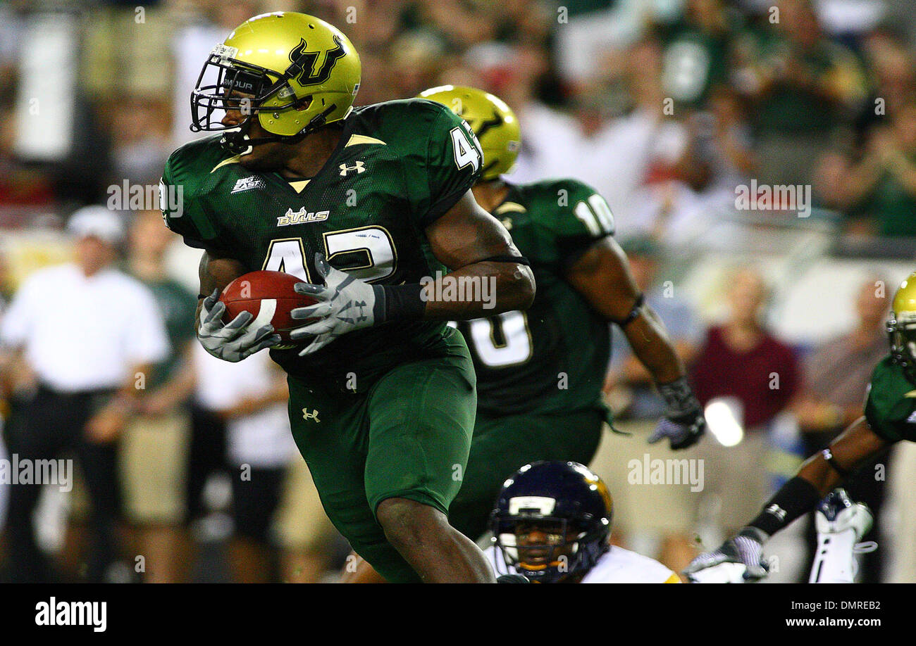 South Florida linebacker Kion Wilson #42 runs the ball by West Virginia ...