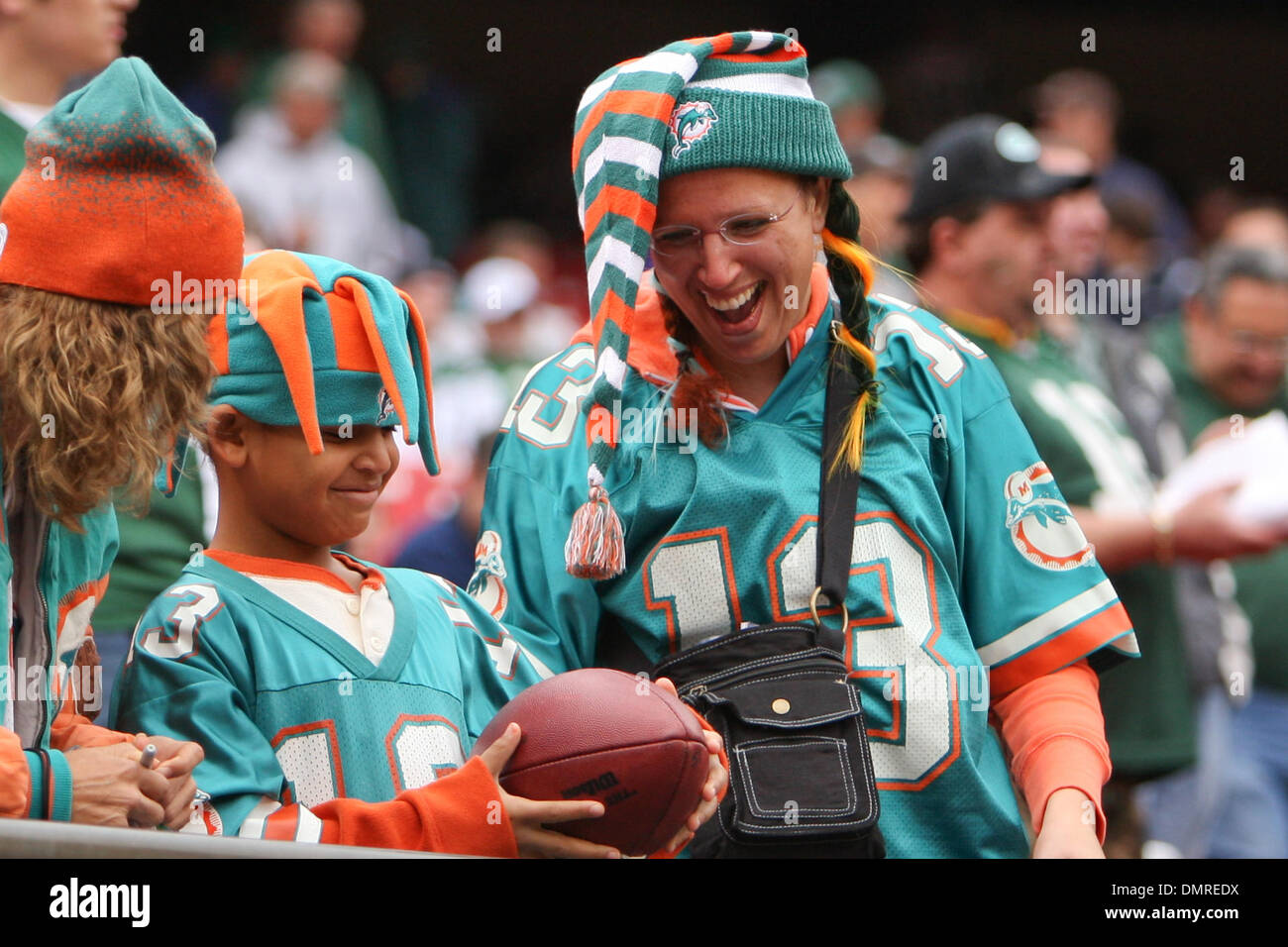 Dolphins fan is given a ball. The Miami Dolphins defeated the New York ...