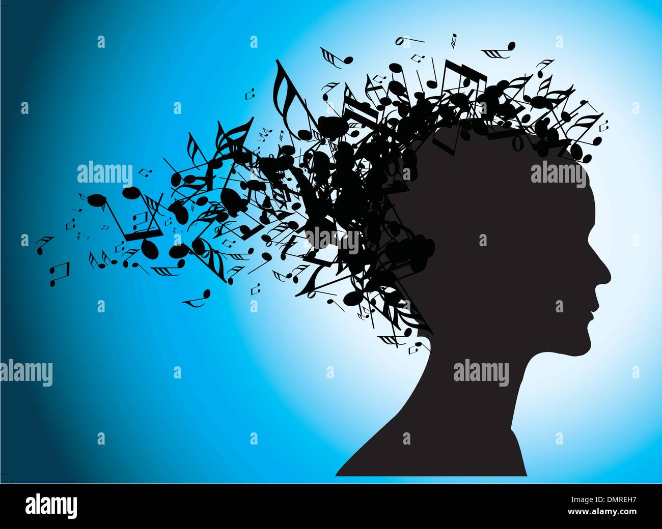 Musical woman portrait silhouette with notes Stock Vector Image & Art ...