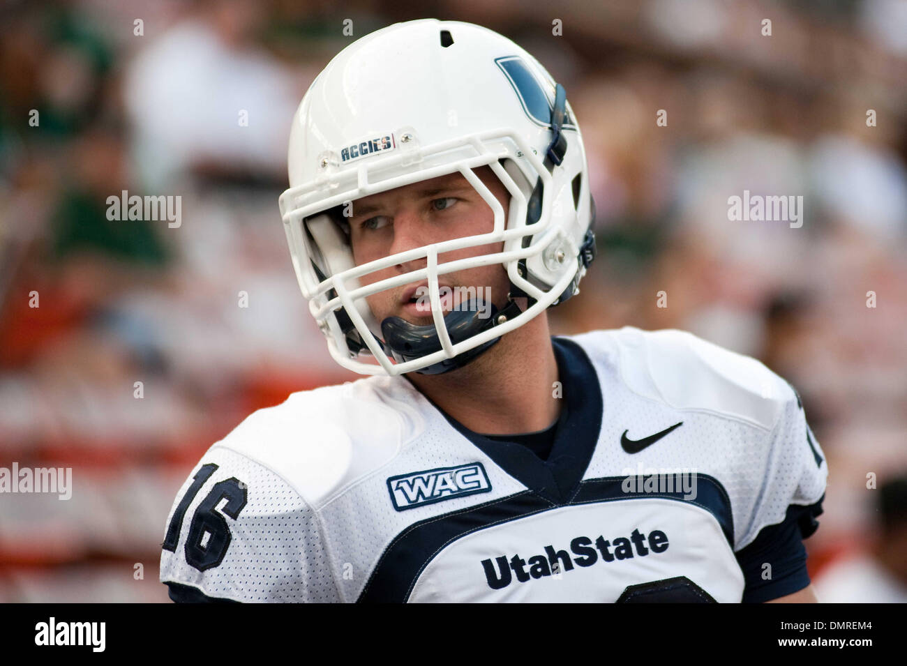 Utah State cornerback Chris Randle #7 looks on during first half action ...