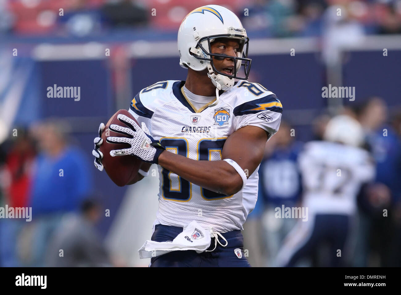San Diego Chargers #80 wode receiver Malcom Floyd with the ball.The San ...