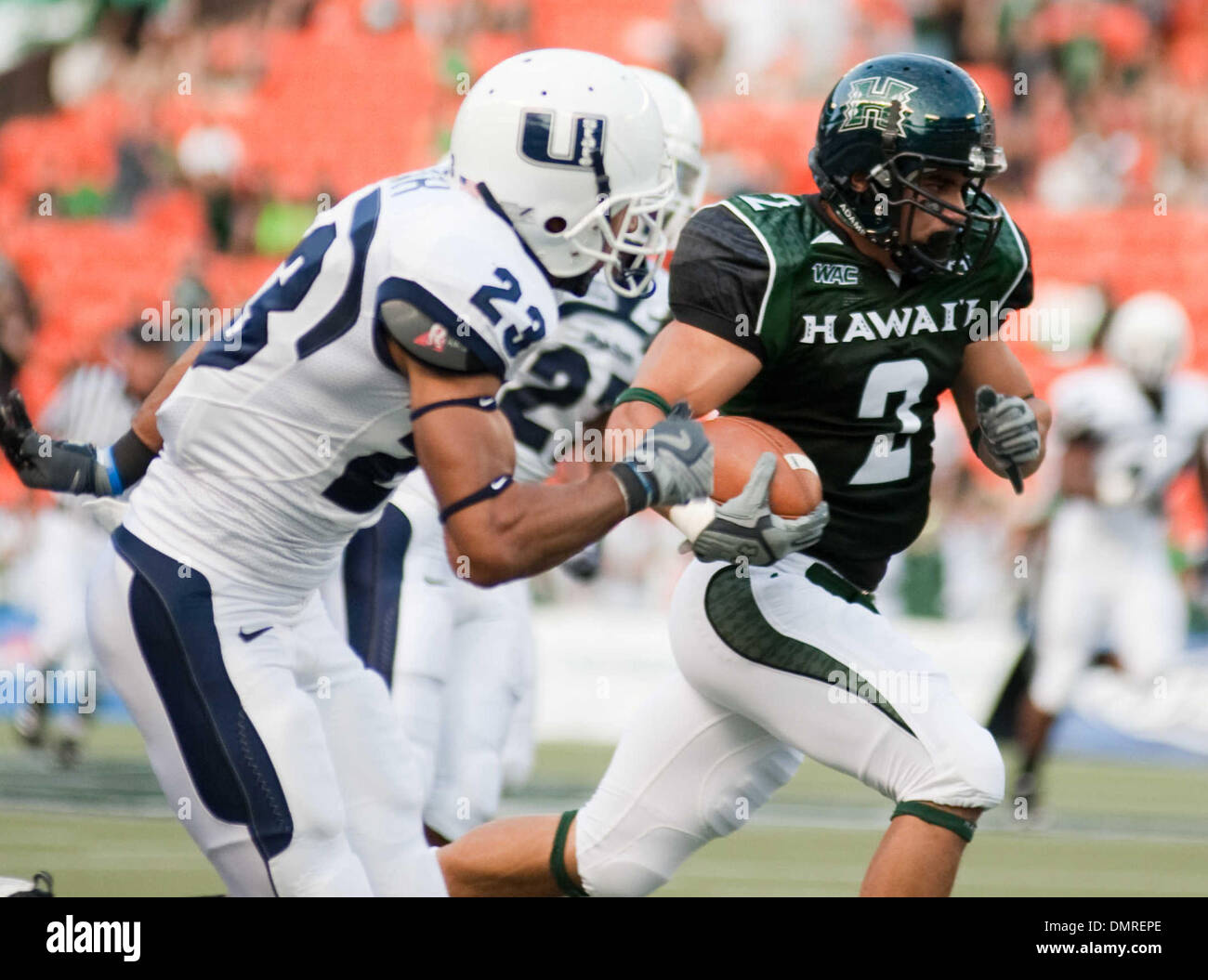 Hawaii wide receiver Jon Medeiros #2 during first half action in the ...
