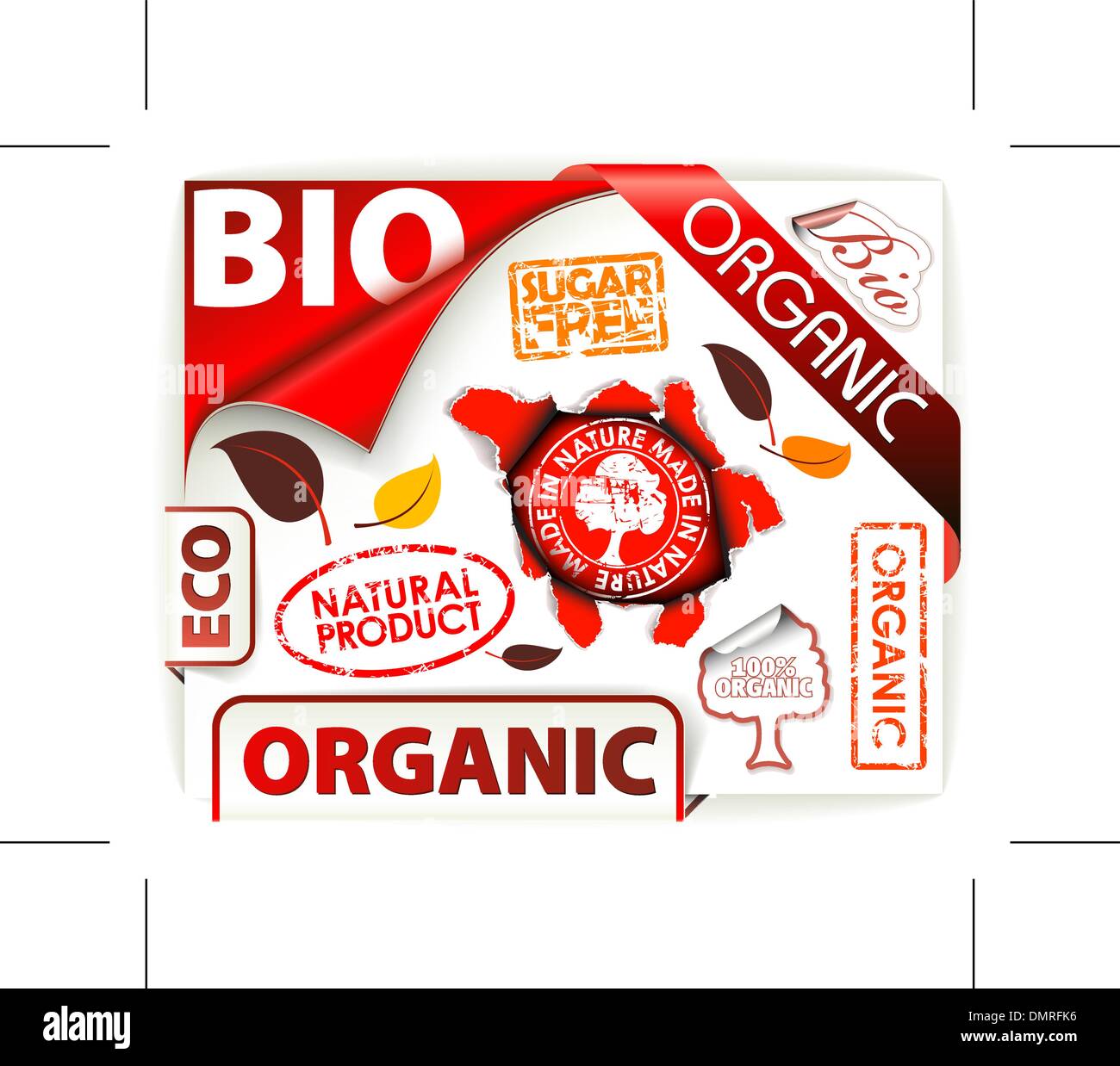 Set of red bio, eco, organic elements Stock Vector Image & Art - Alamy