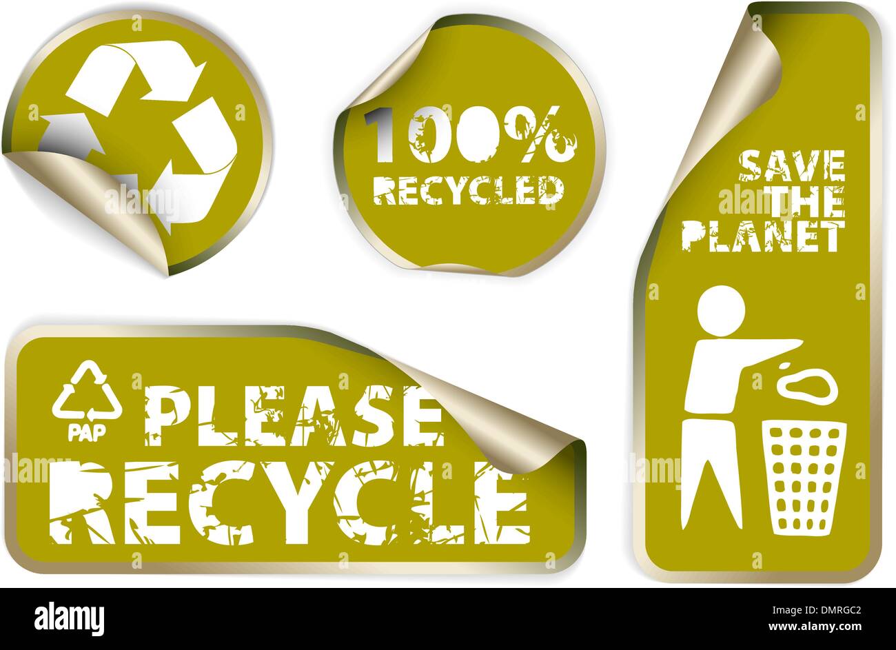 labels badges and stickers with recycle icons Stock Vector Image & Art ...