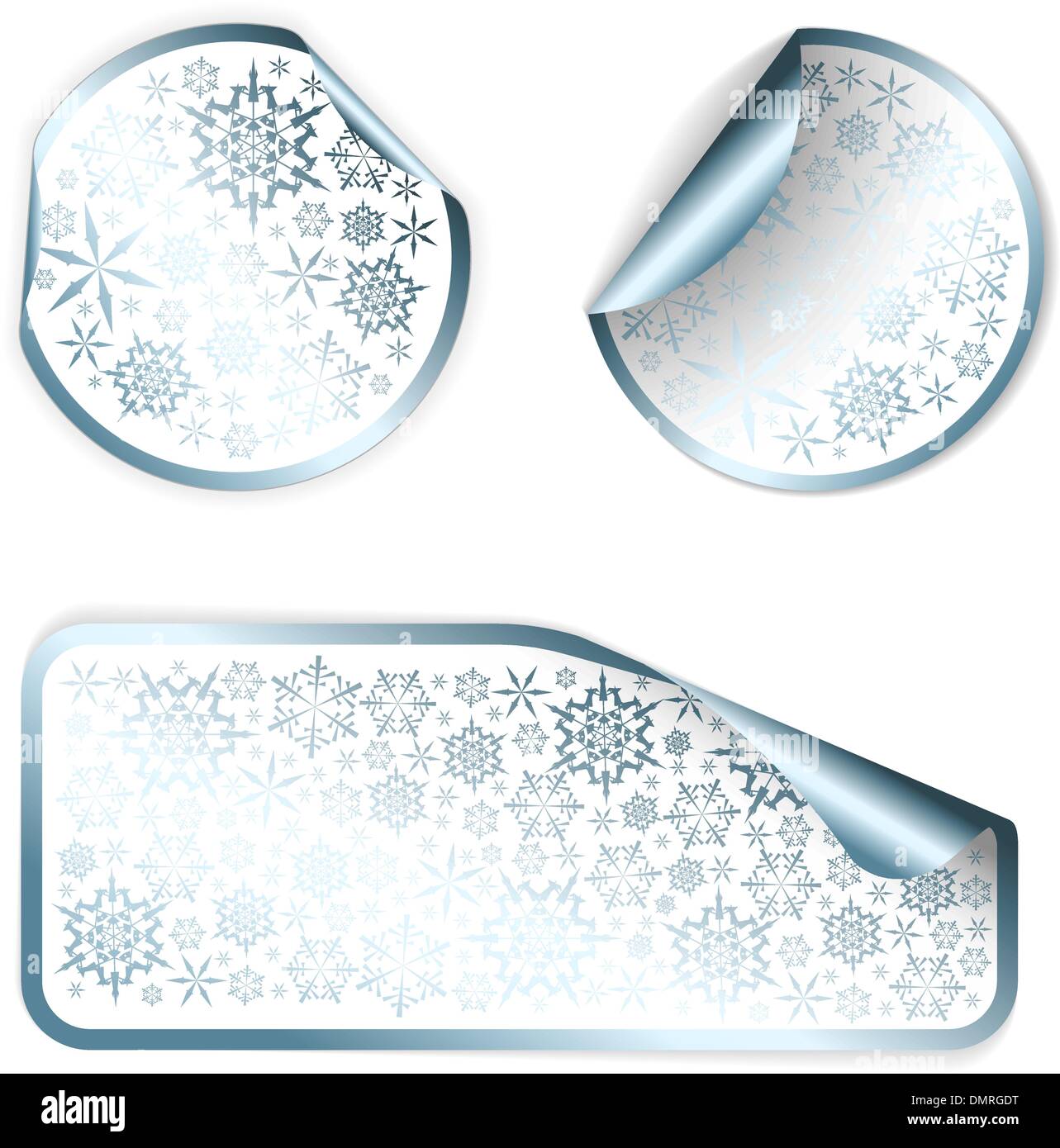 White Christmas labels and stickers with chrome border Stock Vector ...