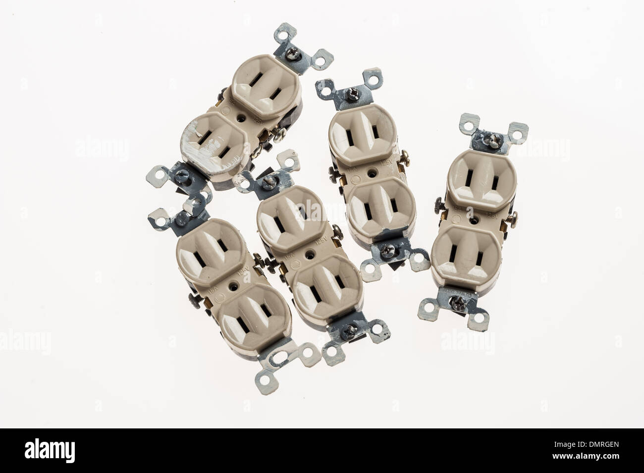 5 used, outdated, 2 prong electrical outlets, America Stock Photo - Alamy