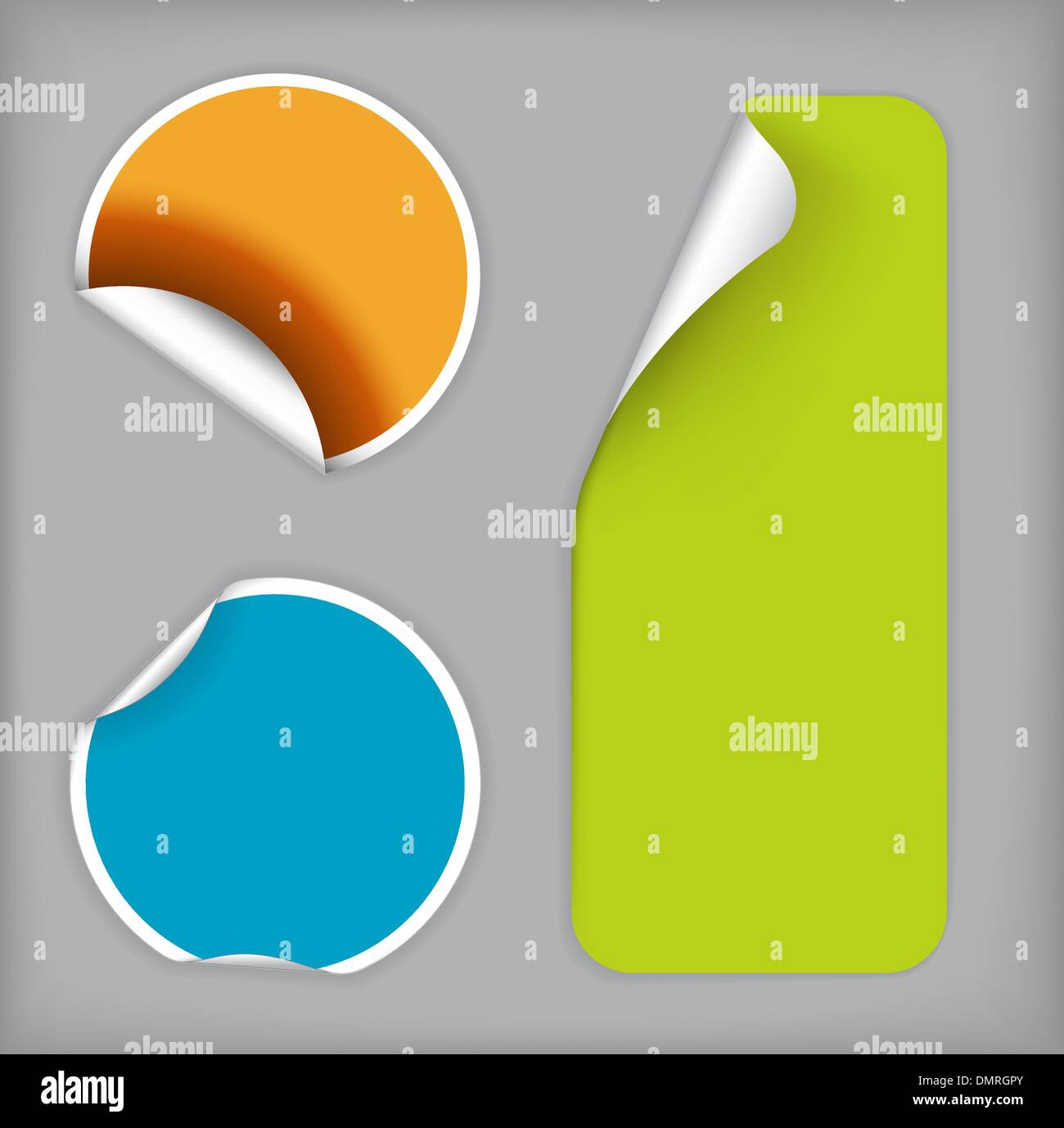 Set of fresh labels (vivid colors) on gray background Stock Vector ...
