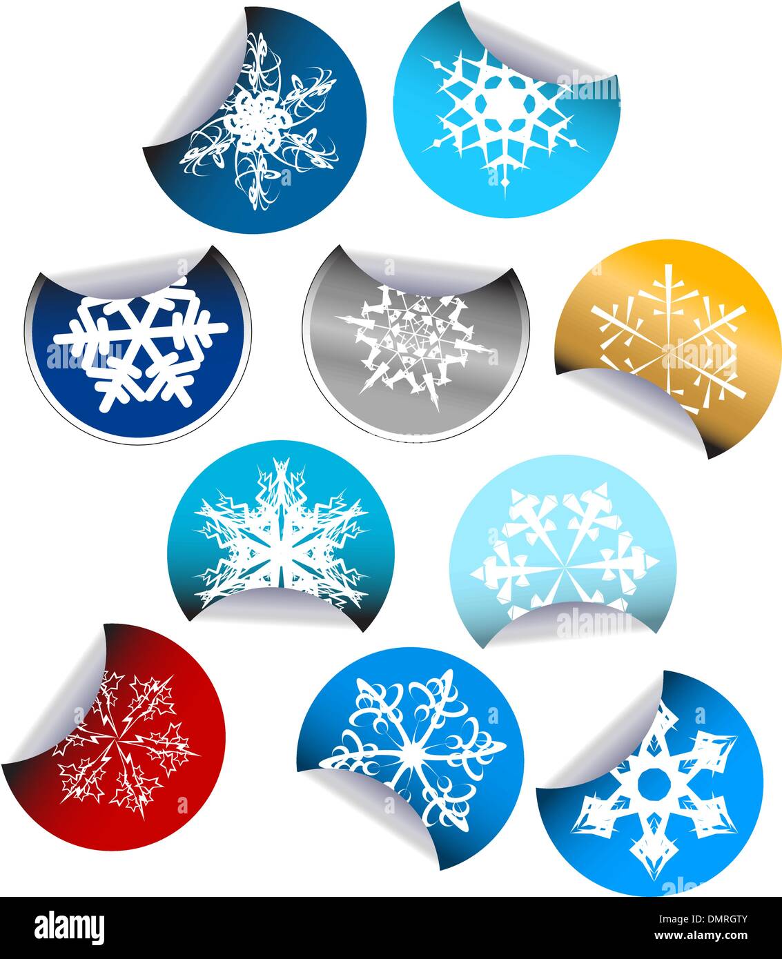 Round Labels with snowflakes Stock Vector Image & Art - Alamy