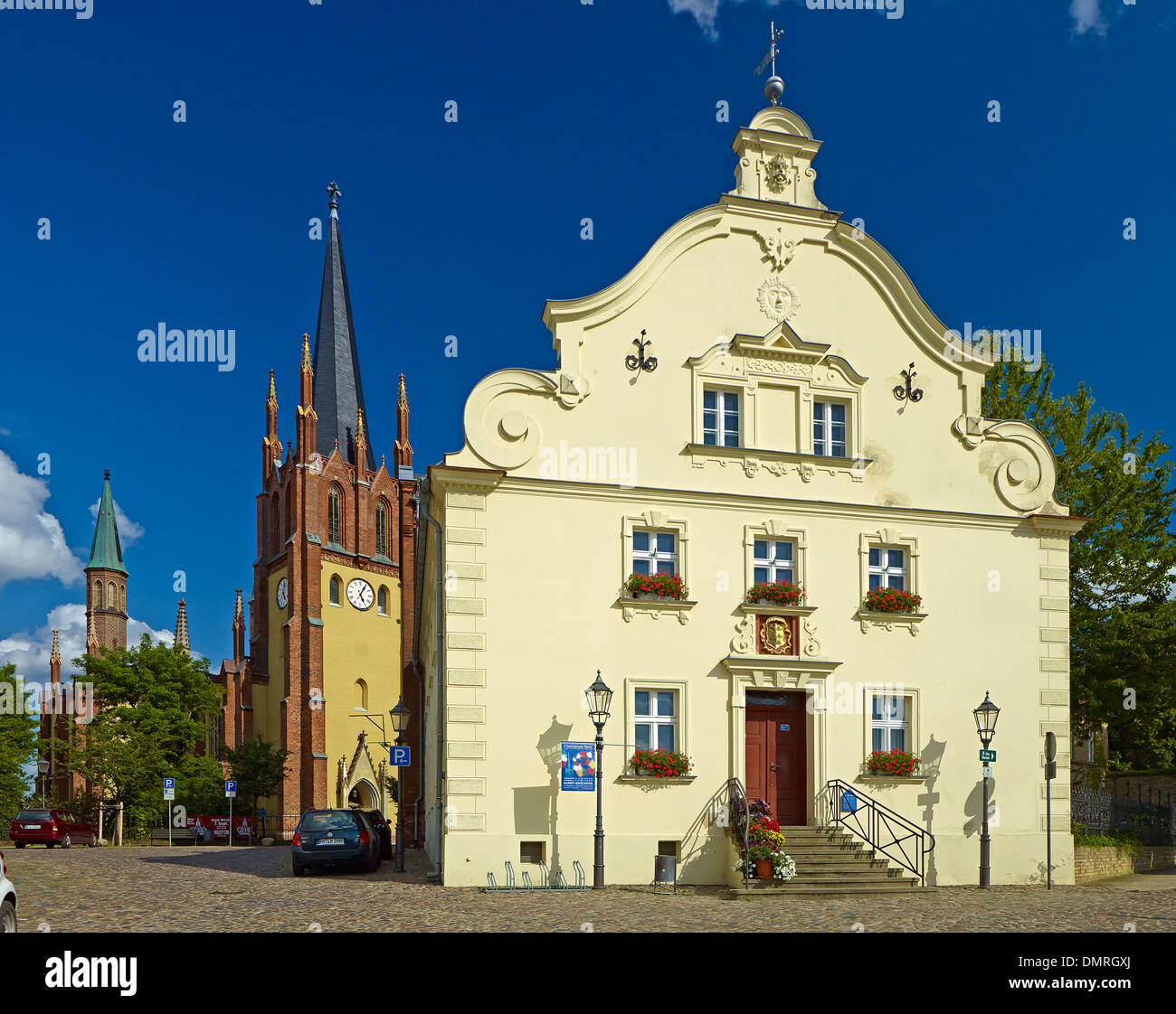 Historic center with town hall and Church of the Holy Spirit in Werder ...