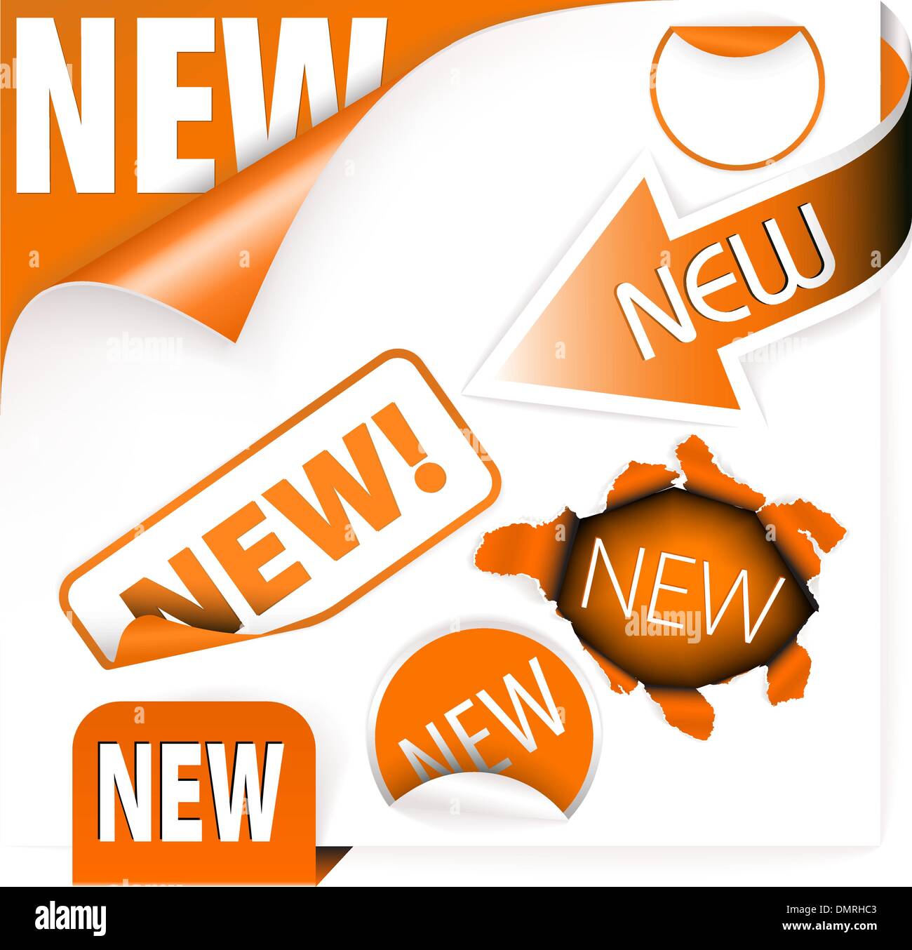 Set of orange elements for new items Stock Vector Image & Art - Alamy